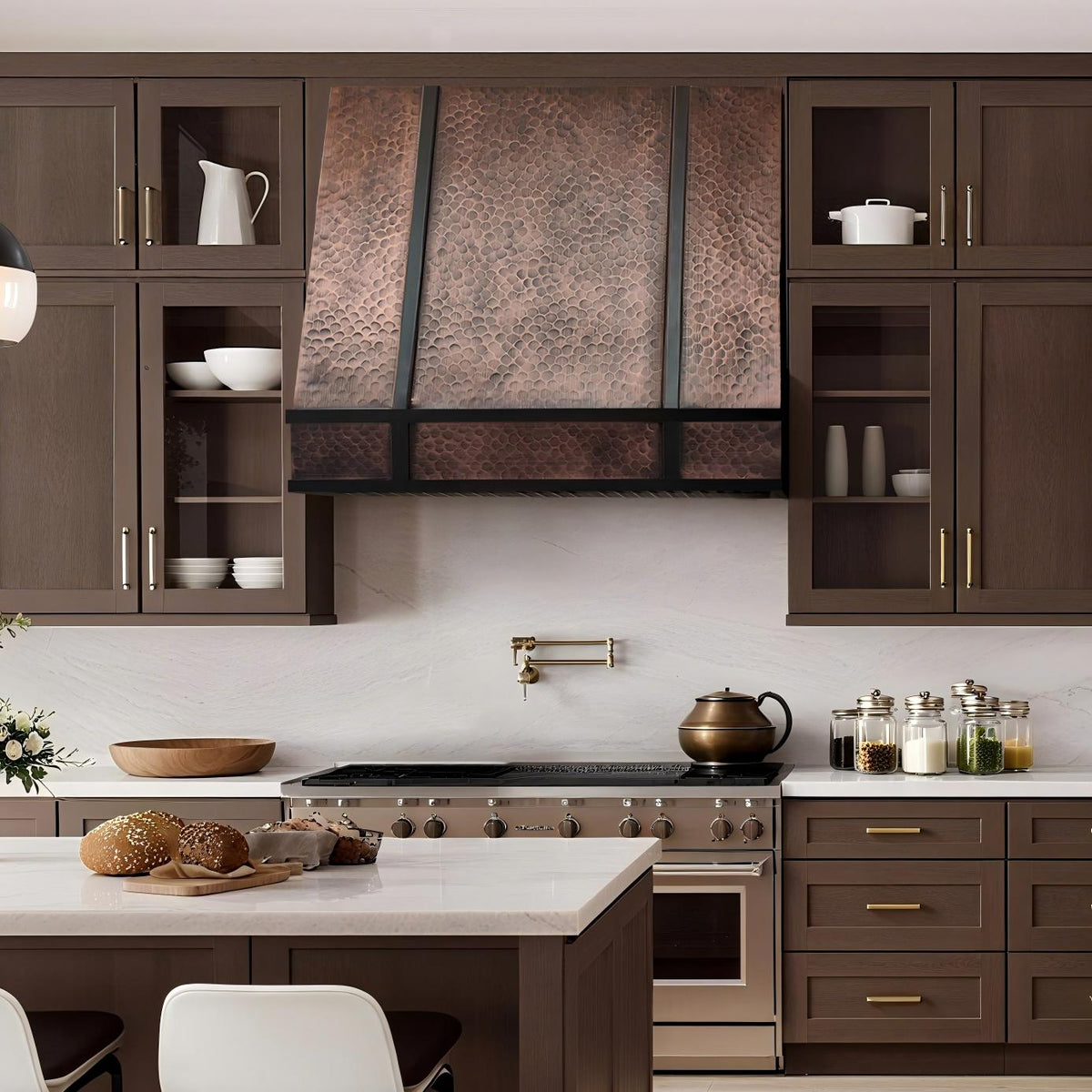 USA Classic Custom Copper Stove Hood with Hammered Finish URHC-29 – USA ...